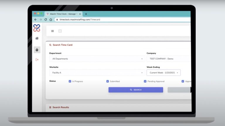 Maxim Time Clock - Login Page For Web Time Card